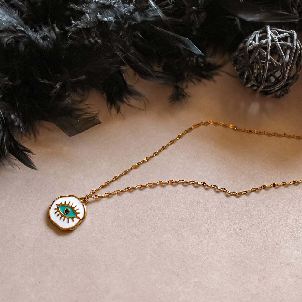 Egypt Eye Gold Stainless Steel Necklace – Queensgate.gr