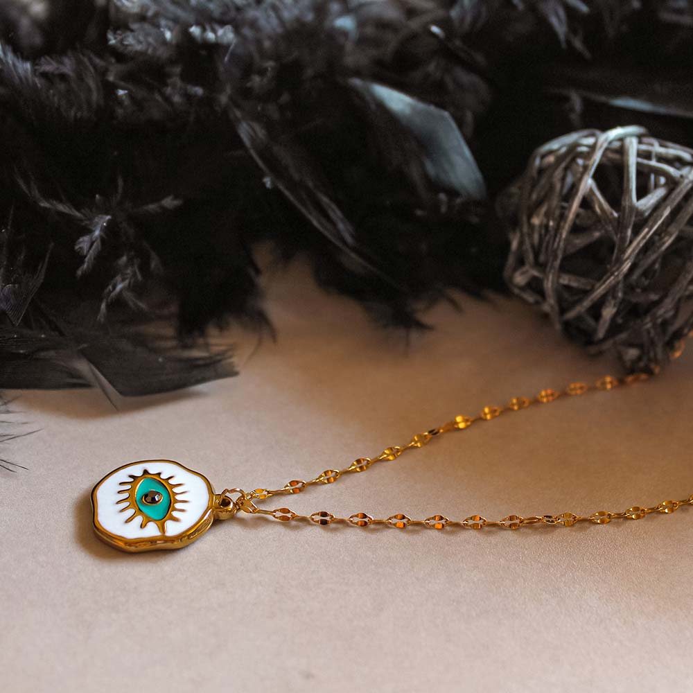 Egypt Eye Gold Stainless Steel Necklace – Queensgate.gr