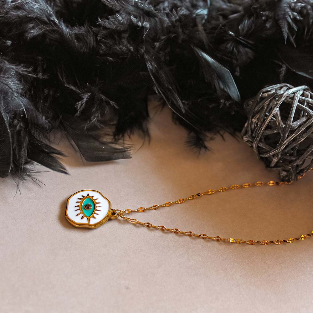 Egypt Eye Gold Stainless Steel Necklace – Queensgate.gr